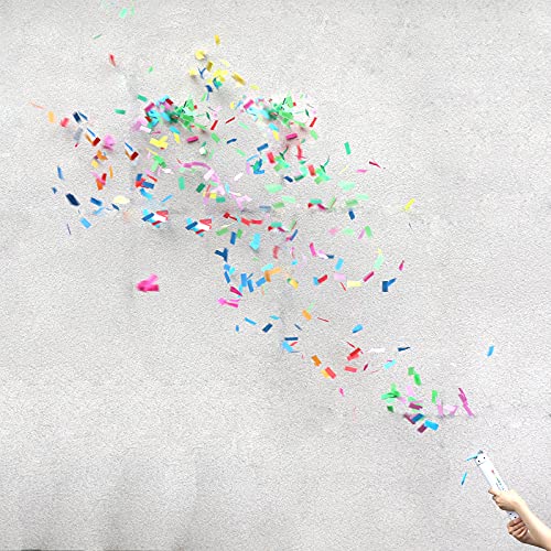 Confetti Cannon Party Popper, WERISE Air Compressed Confetti Cannons Party Shooter for Wedding, Birthday, New Year's Party Celebrations with Biodegradable Multicolor Paper Confetti 12 inch - Set of 4