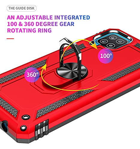 SunRemex Samsung A12 Case，Galaxy A12 Case with Tempered Glass Screen Protector，Kickstand [Military Grade] 16ft.Drop Tested Protective Cover for Samsung Galaxy A12 5G （2021）.(Red)