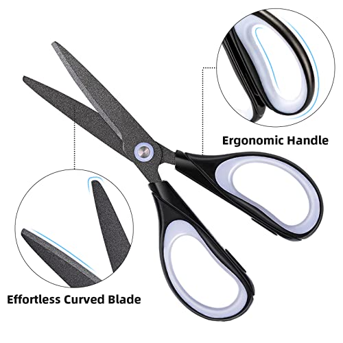 EZWORK Multipurpose Scissors, Comfort-Grip Handles Sharp Scissors for Office Home School Craft Sewing Fabric Supplies (6.7", Black)