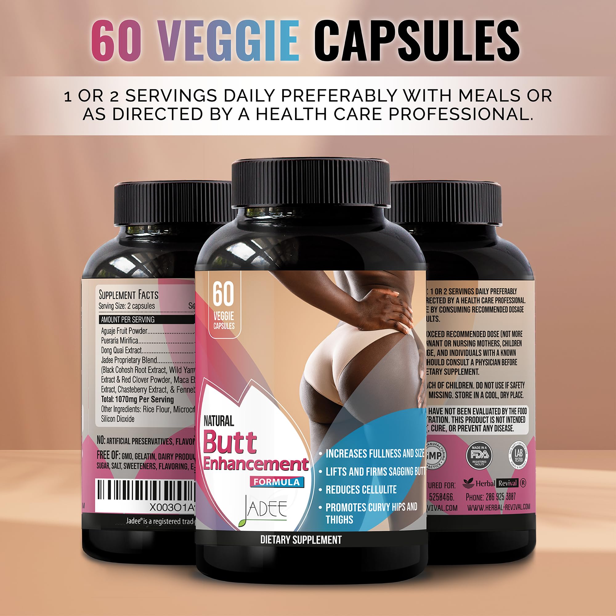 Butt Enhancer Pills for Big Booty & Curvy HIPS - Weight Gainer for Womens Curves Bigger Butt Pills for Women - Booty Builder Aguaje para Aumentar Gluteos y Caderas - Butt Growth Products