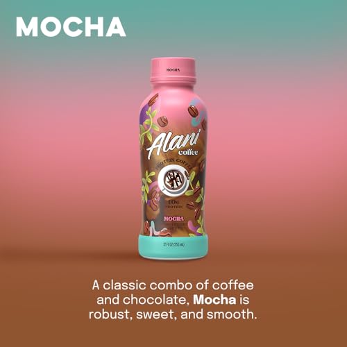 Alani Nu Protein Coffee MOCHA | Ready To Drink Cold Brew with 10g of Protein | 100mg Caffeine | 90 Calories, Naturally Flavored | 12 Fl Oz Bottles | 12 Pack