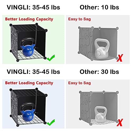 VINGLI Portable Storage Cubes-14 x14 Cube (16 Cubes)-More Stable (add Metal Panel) Cube Shelves, Modular Bookshelf Units, Clothes Cube Storage Shelves, Room Organizer for Cubby Cube