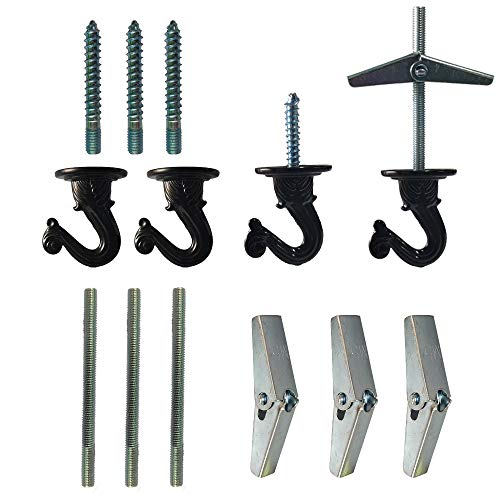 4 Set Swag Ceiling Hooks Heavy Duty Swag Hook with Hardware for Hanging Plants Ceiling Installation Cavity Wall Fixing