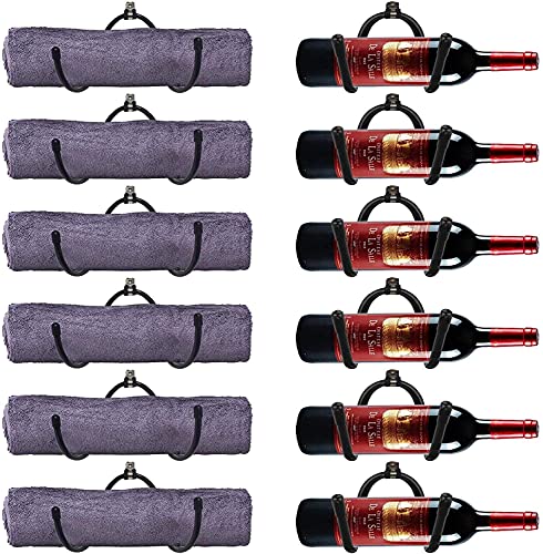 Pmsanzay Wall Mounted Wine Rack Wine Bottle Rack Holder Storage Organizer with Rubber Protection(No Scratches)- Home & Kitchen Décor - Pack of 6
