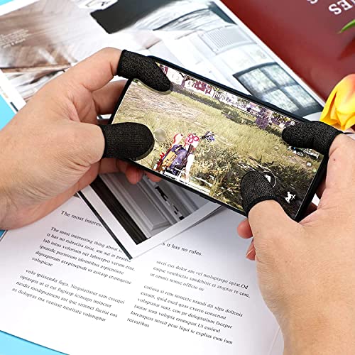 LUTER 8Pcs Finger Sleeve Anti Sweat & Slippery Mobile Gaming Finger Sleeve Silver Fiber High Sensitivity Breathable Finger Gloves for Game Competition