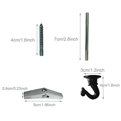 4 Set Swag Ceiling Hooks Heavy Duty Swag Hook with Hardware for Hanging Plants Ceiling Installation Cavity Wall Fixing