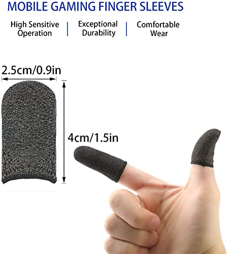 LUTER 8Pcs Finger Sleeve Anti Sweat & Slippery Mobile Gaming Finger Sleeve Silver Fiber High Sensitivity Breathable Finger Gloves for Game Competition