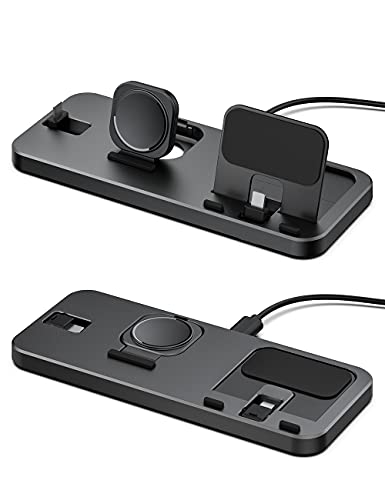 CEREECOO Portable Charging Station for Apple Products Foldable Charger Stand for iWatch 7/6/SE/5/4/3/2/1 Charging Stand for iPhone AirPods Pro/3/2/1 Charging Dock Holder (Black)…