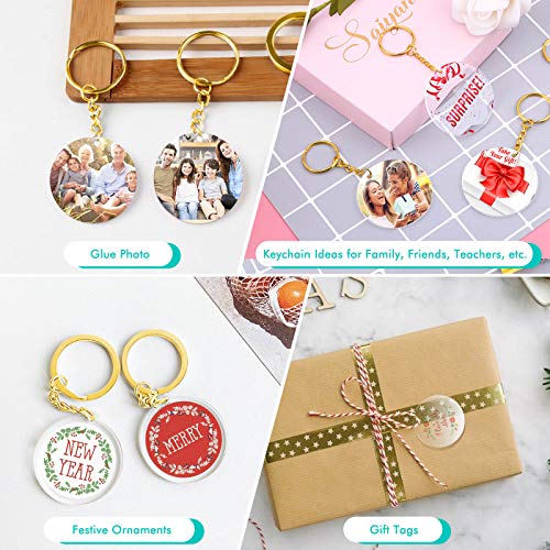 Acrylic Keychain Blanks, Audab 120pcs Blank Keychains for Vinyl Kit Including 30pcs Acrylic Discs, 30pcs keychain Tassels, 30pcs Gold Key chain Rings and 30pcs Jump Rings for DIY Keychain, Vinyl Craft
