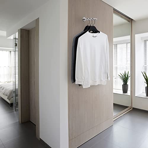 SCDGRW 2 Pcs Wall Mounted Clothes Hanger Rack, Stainless Steel Hook Holder, Space Saving Clothing Hanging System Closet Storage Organizer Drying Rack Coat Hook for Bathroom, Bedroom, Laundry Room