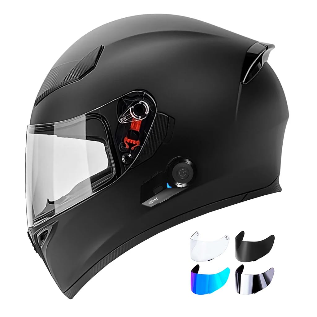 Bluetooth Motorcycle Helmet, Black (Large)