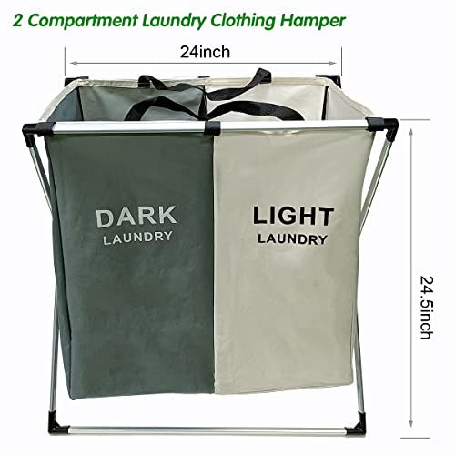 iPreference Slim Foldable Fabric Laundry Basket Organizer with 2 compartment laundry clothing hamper