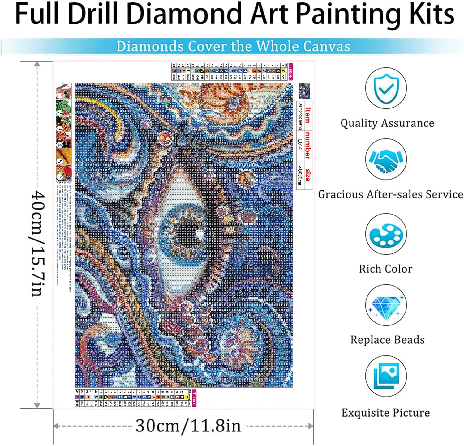 GemZono Mandala diamond painting Diamond Painting Kits for Adults Beginners 5D Paint with Mandala Eye Diamond Full Drill for Parents for Home Wall Decor(12x16inch/30×40cm)