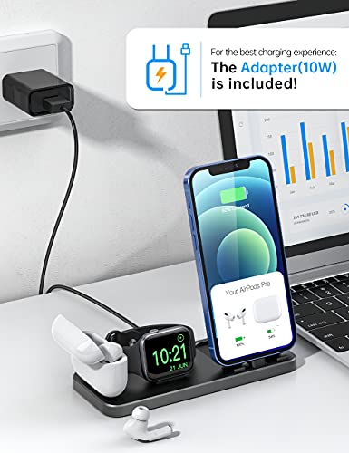 CEREECOO Portable Charging Station for Apple Products Foldable Charger Stand for iWatch 7/6/SE/5/4/3/2/1 Charging Stand for iPhone AirPods Pro/3/2/1 Charging Dock Holder (Black)…