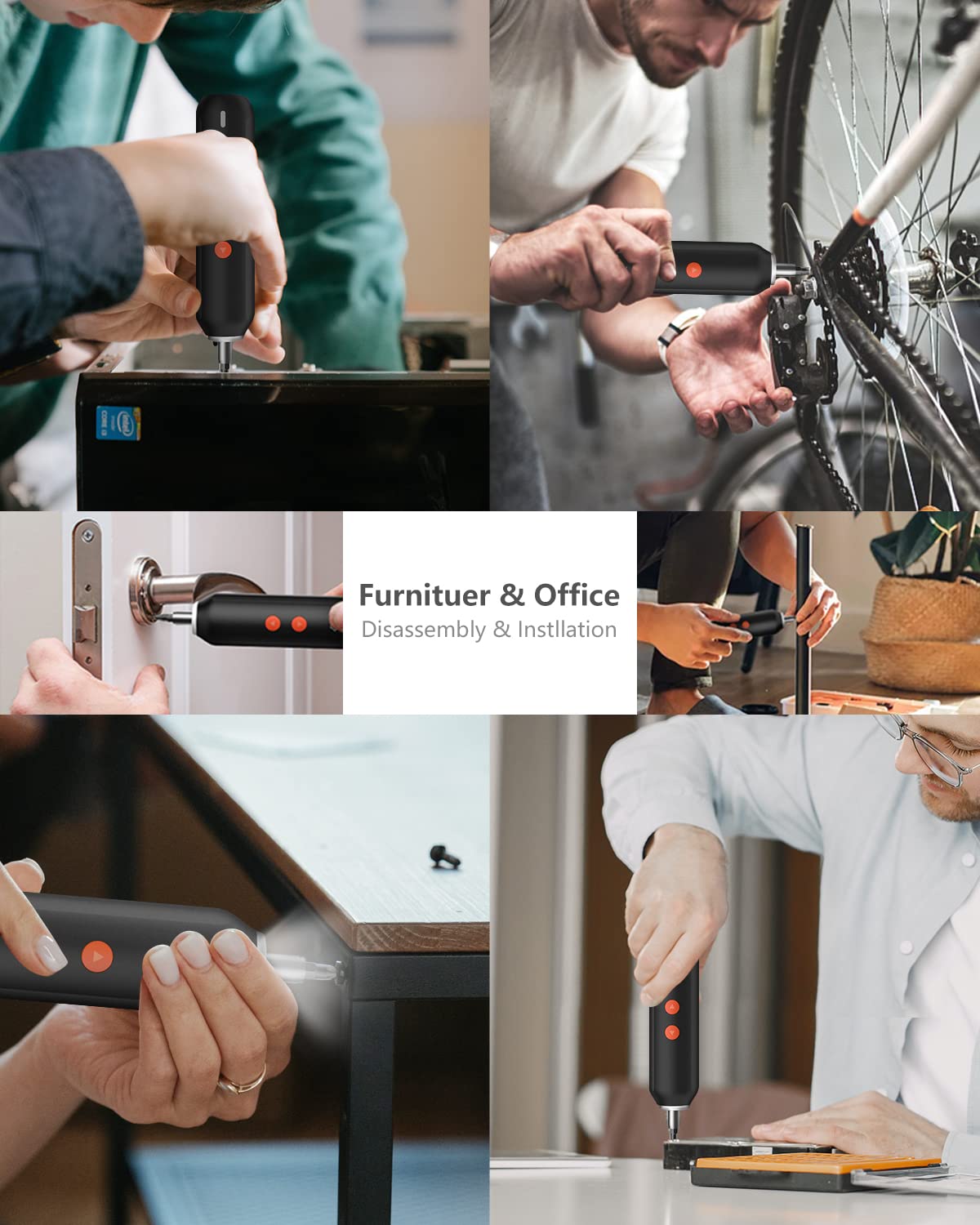 Electric Screwdriver, Cordless Power Screwdriver Set with 2000mAh Rechargeable Battery, 3.7V, 4 LEDs, USB-C Cable, 20pcs Bits, Automatic & Manual, High Torque 2.5Nm