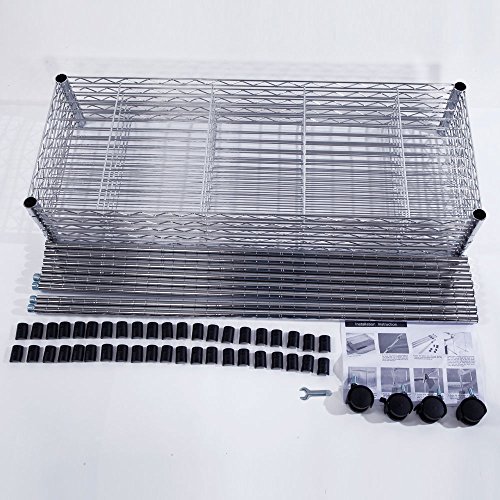 Baisha 5 Tier Rolling Storage Shelves Metal Wire Shelving Unit, Heavy Duty Commercial Grade Shelf, Height Adjustable Organizer Rack for Garage Kitchen Office, 36 L x 14 W 65 inch H (Chrome) (XM-206)