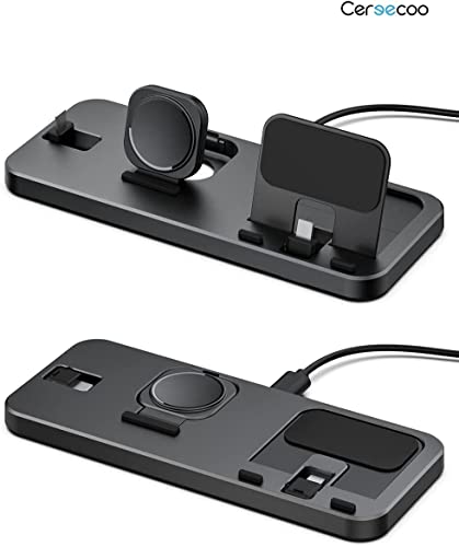 CEREECOO Portable Charging Station for Apple Products Foldable Charger Stand for iWatch 7/6/SE/5/4/3/2/1 Charging Stand for iPhone AirPods Pro/3/2/1 Charging Dock Holder (Black)…