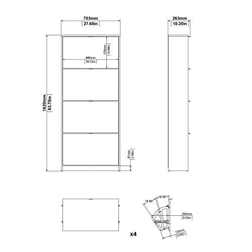 Tvilum, Black Matte Bright 4 Drawer Shoe Cabinet