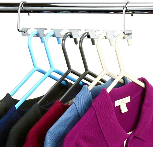 HXcomet Magic Hangers, 6 Pcs Multifunctional Space Saving Closet Clothing Hangers Organizer with Updated Hook for Clothes Trouser Coat Portable Durable