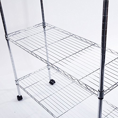 Baisha 5 Tier Rolling Storage Shelves Metal Wire Shelving Unit, Heavy Duty Commercial Grade Shelf, Height Adjustable Organizer Rack for Garage Kitchen Office, 36 L x 14 W 65 inch H (Chrome) (XM-206)