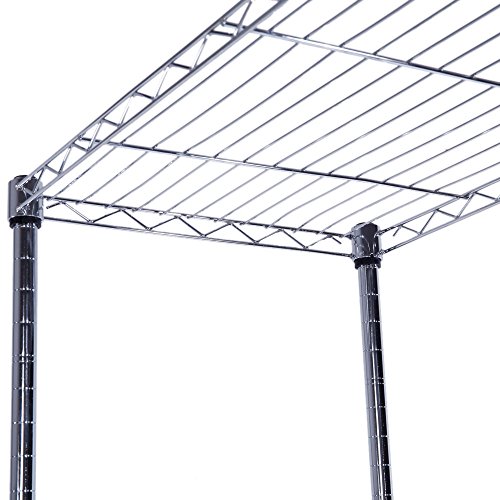 Baisha 5 Tier Rolling Storage Shelves Metal Wire Shelving Unit, Heavy Duty Commercial Grade Shelf, Height Adjustable Organizer Rack for Garage Kitchen Office, 36 L x 14 W 65 inch H (Chrome) (XM-206)