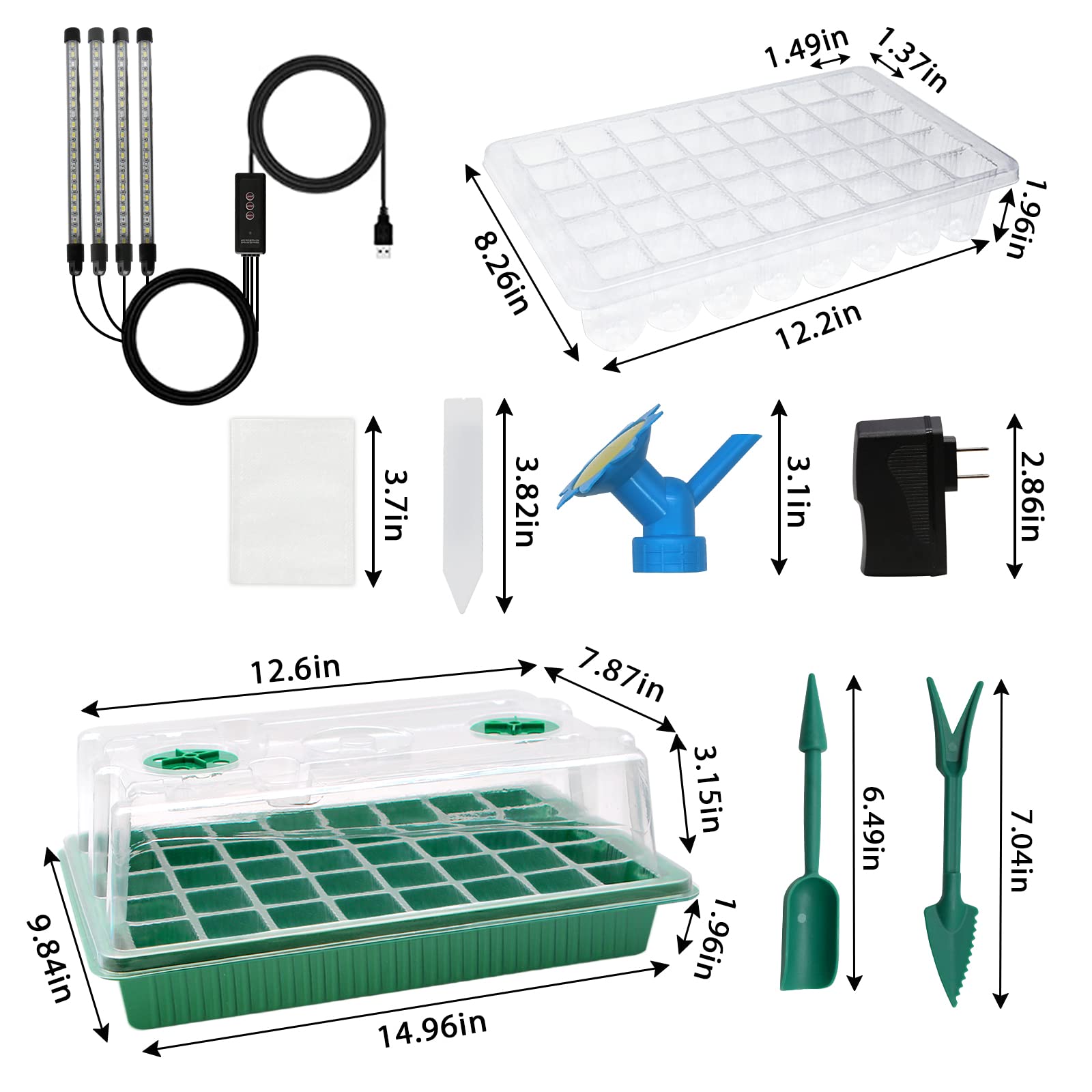 MQFORU 2 Pack Seed Starter Trays with Grow Light, 80 Cell Seed Starter Kit with Timer, Adjustable Domes, Plant Starter Trays Kit for Propagation, Cloning Plants, Seed Germination