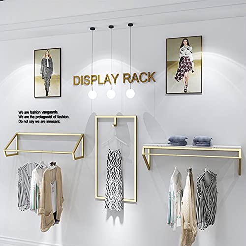 WFDERAN Modern Simple Clothing Store Heavy Duty Metal and Wood Display Stand,Wall-Mounted Garment Rack,Clothes Rod,Bathroom Hanging Clothes Towel (39" L)