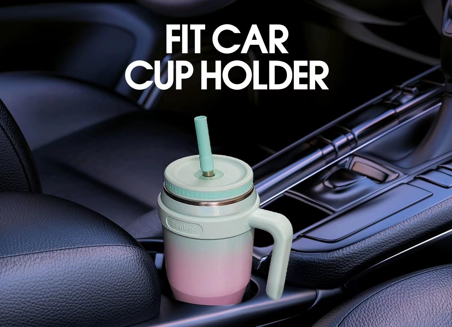 Zenbo 40 oz Glitter Tumbler With Handle, Screw on Lid and Straw | Stainless Steel Insulated Mug Tumbler, Keeps Drinks Cold up to 34 Hours, Fit in Car Cup Holder, Sweat-Proof Body, Dishwasher Safe
