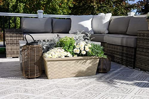 The HC Companies 27 Inch Borden Rectangular Planter Box - Large Lightweight Outdoor Plastic Plant Pot for Vegetables, Herbs, Flowers Inch Maple