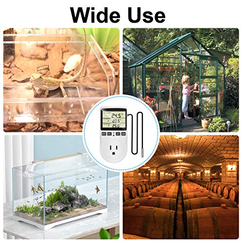 KEBIDU Digital Temperature Controller Reptile Thermostat Controlled Cooling Heating Pet Mat Pad Outlet Plug Timer for Reptiles Aquarium Homebrew Greenhouse Fermentation ℉/℃ 15A 1800W
