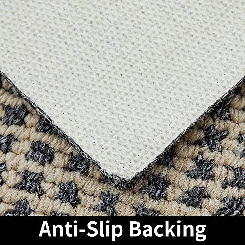 COSY HOMEER 48x18 Inch/28X18 Inch Kitchen Rug Mats Made of 100% Polypropylene 2 Pieces Soft Kitchen Mat Specialized in Anti Slippery and Machine Washable,Black
