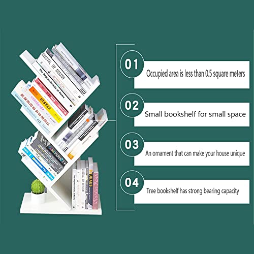 HUAWIND Small Bookshelf Tree Bookshelf,Desktop Book Organizer,5-Tier Floor Standing Bookcase,Can Place Books,Magazines and CDs (Black)