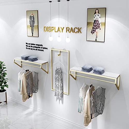 WFDERAN Modern Simple Clothing Store Heavy Duty Metal and Wood Display Stand,Wall-Mounted Garment Rack,Clothes Rod,Bathroom Hanging Clothes Towel (39" L)