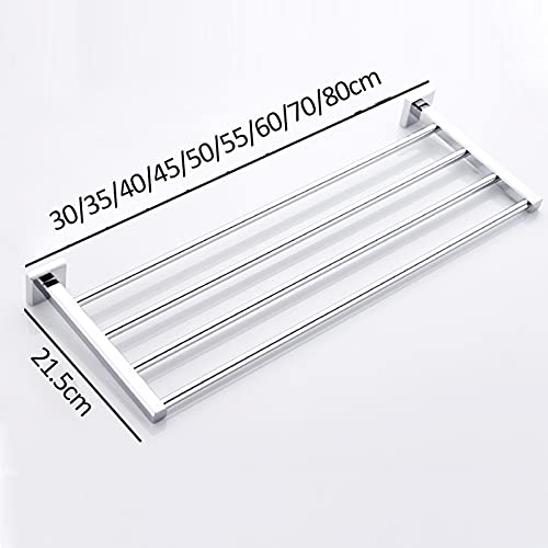 YDYFC Copper Bathroom Towel Rails Shelf, Wall Mounted 4-rods Storage Shelves, Kitchen Dish Cloths Hanger, 9 Sizes 30cm-80cm, Chrome (Size : 15.7inch(40cm))