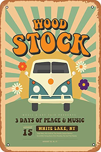 YUTTZ Vintage Metal Sign-Woodstock Rock Festival 1969-Retro Tin Art Wall Decor for Movie House Bar Pub 8x12INCH