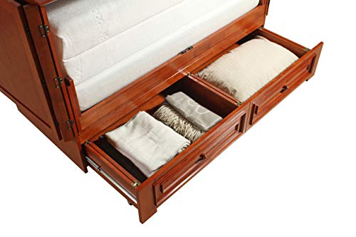 Mega Solutions Emurphybed Paradiseo Murphy Cabinet Chest Bed with Charging Station 6 Inch, Queen (Cherry)