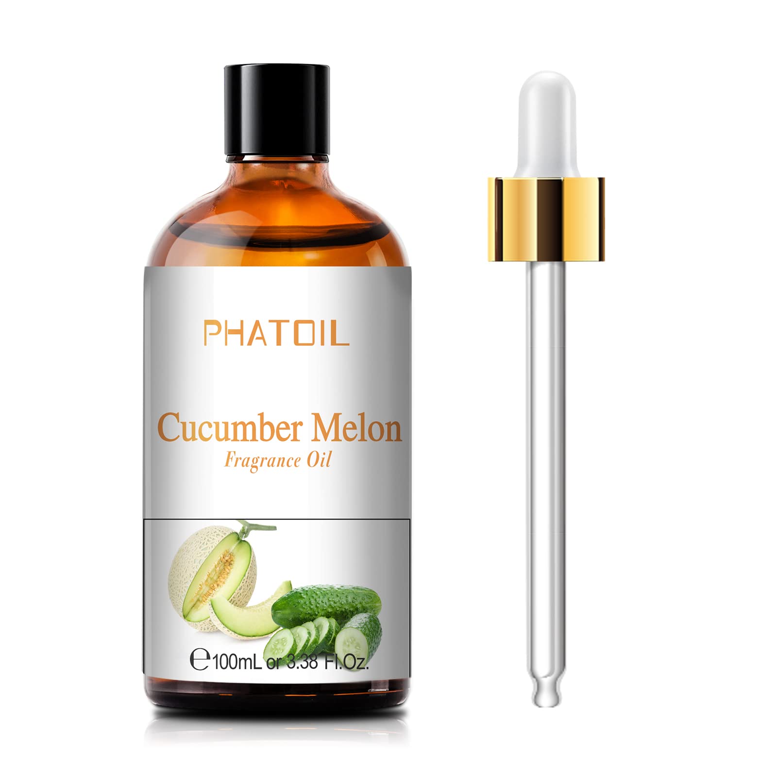 PHATOIL 3.38FL.OZ Cucumber Melon Fragrance Oils for Aromatherapy, Essential Oils for Diffusers for Home, Perfect for Diffuser, Yoga, Skin Care, DIY Candle and Soap Making - 100ml