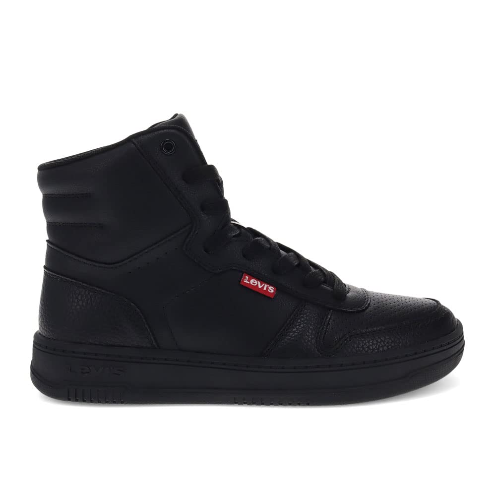 Levi's Womens Drive Hi Synthetic Leather Casual Hightop Sneaker Shoe, Black Mono, 10 M