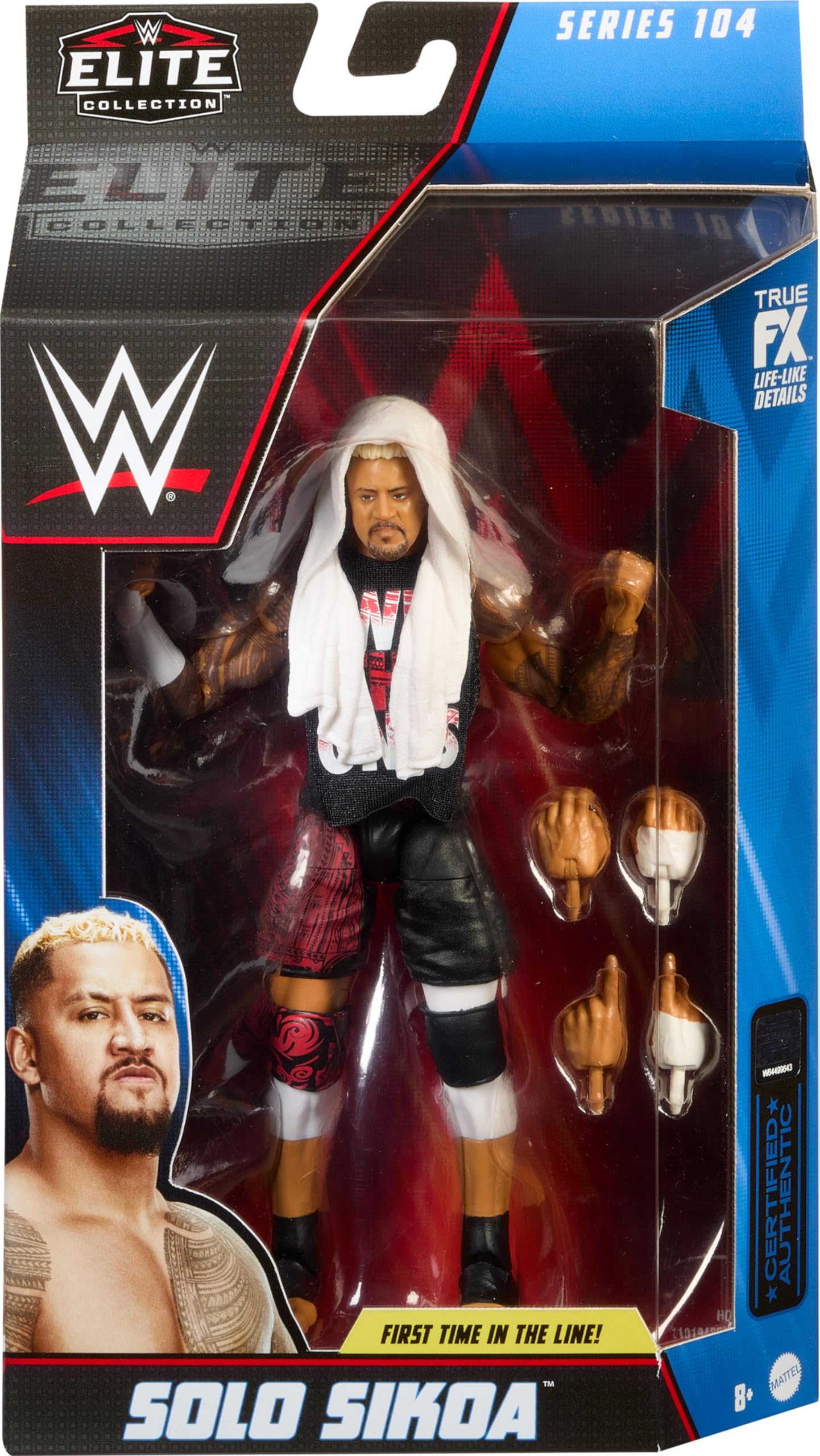 Mattel WWE Elite Action Figure & Accessories, Series #104 Solo Sikoa 6-inch Collectible with 25 Articulation Points & Swappable Hands