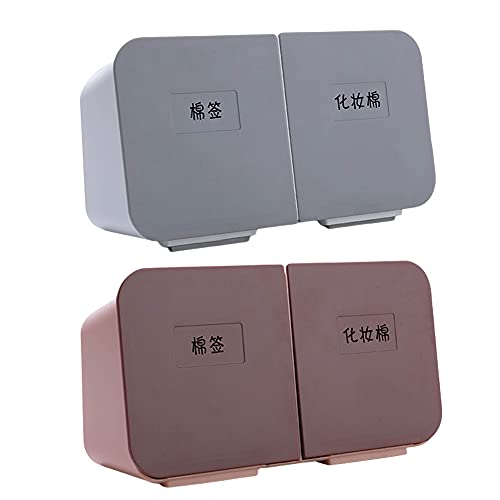 Likense Cotton Swab Storage Box for Cotton Balls,Cotton Swabs, Holder Wall Mount Makeup Pads Storage Canister for Bathroom, Bedroom