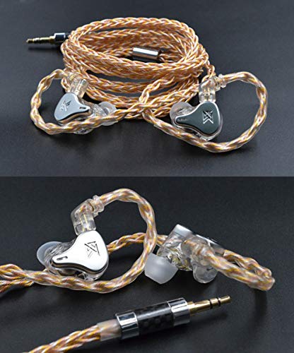KZ Gold Silver and Copper Mixed (784 cores) Upgrade Cable, HiFi Audio 0.75MM 2PIN Replacement IEM Earbuds Wire Compatible with C PIN Headphone