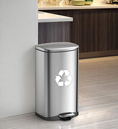 Ignixia (2 Pack) Recycle Sticker for Trash Can to Organize Garbage containers, Recycle Sign Decal Plotter Cut Vinyl Recycle Symbol (White, 3 X 3 Inches)
