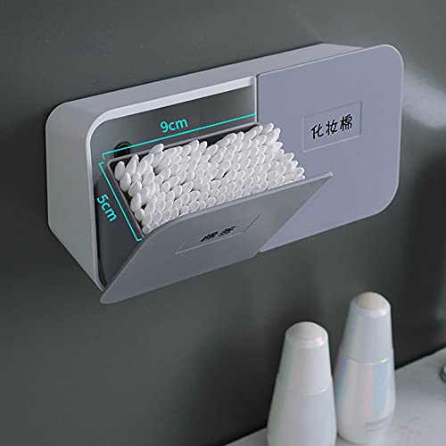 Likense Cotton Swab Storage Box for Cotton Balls,Cotton Swabs, Holder Wall Mount Makeup Pads Storage Canister for Bathroom, Bedroom