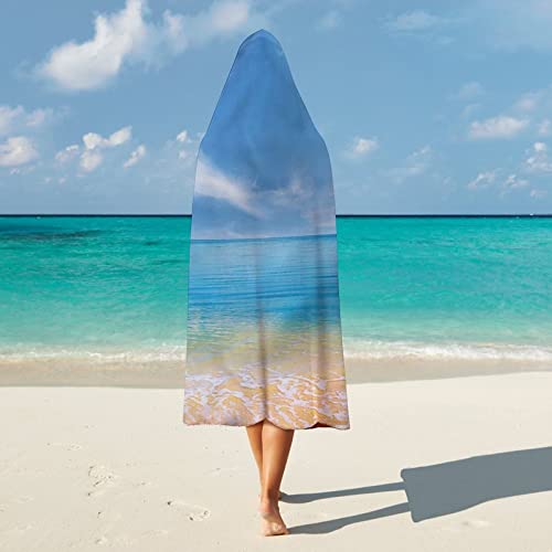 Blanket Hoodie, Tropical Women Men Hooded Blanket, Beach Summer Holiday Theme, Soft Warm Cozy, 50 x 60inches, Studying Reading Snuggling Napping Office, Multicolor