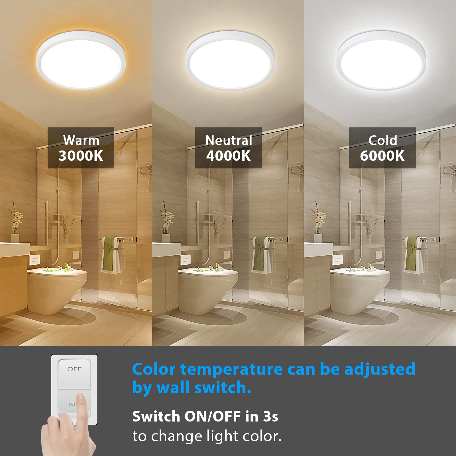 Unicozin Dimmable Ceiling Light with Remote Control, 8.7Inch 18W 3000K-6000K Light Color Adjustable, Round LED Flush Mount Ceiling Lamp, White Flat Panel Light for Dining Room, Bedroom, Kitchen,Wired