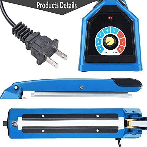 Yeler12 Inch Impulse Heat Sealer Impulse Bag Sealer, Manual Poly Bag Heat Sealer Machine for Plastic Bags PE PP Bags with Extra Replace Element Grip…