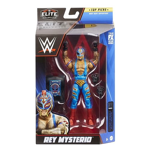 Mattel WWE Rey Mysterio Top Picks Elite Collection Action Figure, Articulation & Life-Like Detail, Interchangeable Accessories, 6-inch