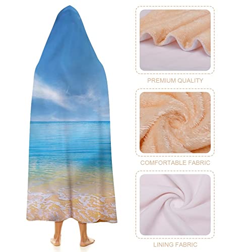 Blanket Hoodie, Tropical Women Men Hooded Blanket, Beach Summer Holiday Theme, Soft Warm Cozy, 50 x 60inches, Studying Reading Snuggling Napping Office, Multicolor