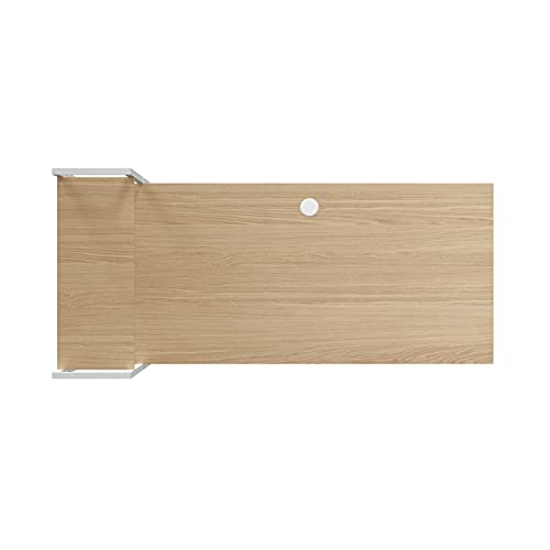 Ames 55" Reversible Gaming Computer Desk with Adjustable Shelves, Home Office Desk, Grommet Cable-Management, Leveler Feet, Easy Assembly, White/White Oak
