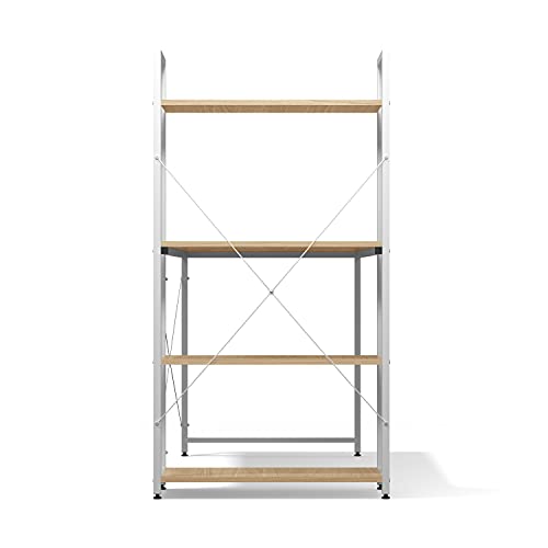 Ames 55" Reversible Gaming Computer Desk with Adjustable Shelves, Home Office Desk, Grommet Cable-Management, Leveler Feet, Easy Assembly, White/White Oak